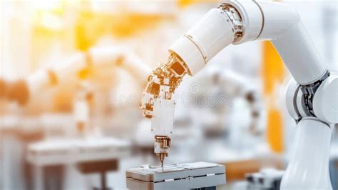A Robotic Arm Expertly Holds A Circuit Board Showcasing Advanced