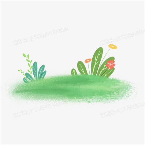卡通手绘免抠鲜花草坪免抠元素PNG图片素材下载 卡通PNG 熊猫办公
