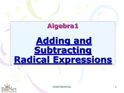 PPT Algebra Adding And Subtracting Radical Expressions PowerPoint Presentation ID