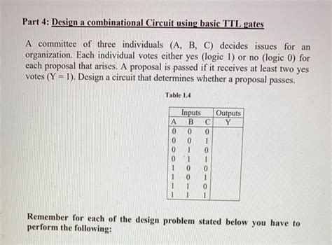 Solved Part 4 Design A Combinational Circuit Using Basic