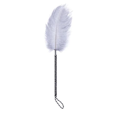 White Wrapped Rope Handle Metal Accessories Feather Female Ostrich Feather Sex Toys For Couples