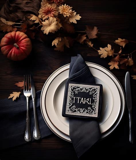 Premium Photo A Place Setting With Napkins And Silverware On A Dark Wooden Table Surrounded By