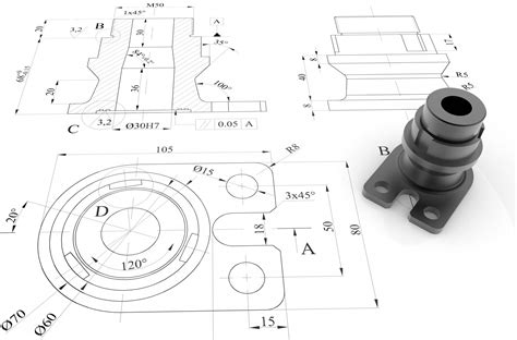 Metallic Part Positioned On A 2d Drawing Rexroi