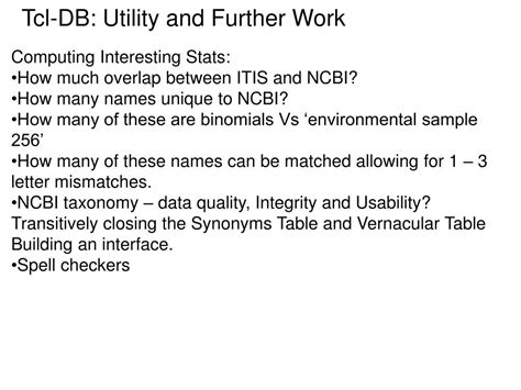 Ppt Requirements Of A Taxonomy Database Tcl Db A Prototype Powerpoint