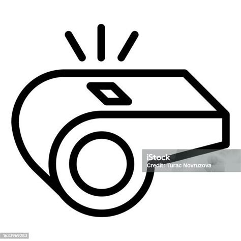 휘파람 라인 아이콘입니다 축구 또는 축구 심판 코치 경고 기호 흰색 배경에 윤곽선 스타일 픽토그램 스포츠 사인 모바일 컨셉 웹 디자인 벡터 그래픽 기민에 대한 스톡 벡터