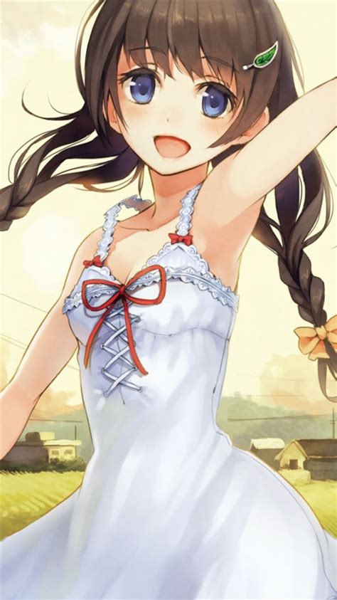 Art Paseri Girl Joy Wires Braids Sky Clouds Anime Bows Nature Home