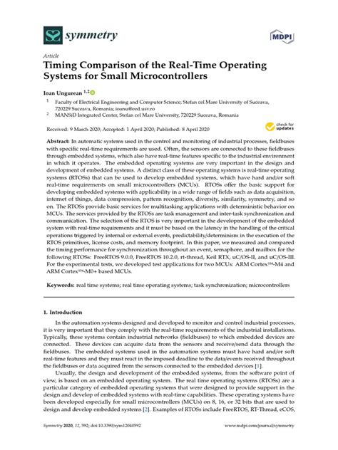 Timing Comparison Of The Real Time Operating Syste Pdf