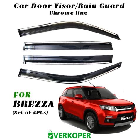 Car Window Rain Guard For Maruti Brezza Door Visor Wind Deflectors