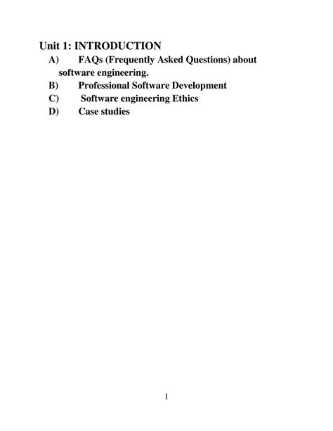introduction of software engineering unit 1 introduction a faqs frequently asked questions