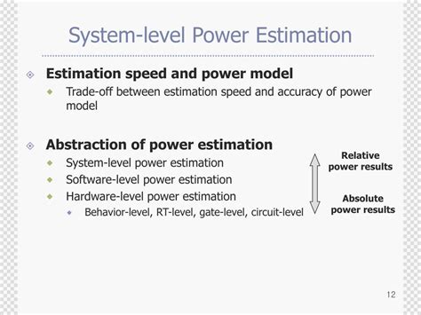 Ppt System Level Power Estimation And Optimization Powerpoint