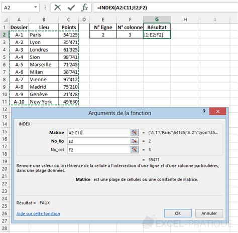 Fonction Excel Index Riset