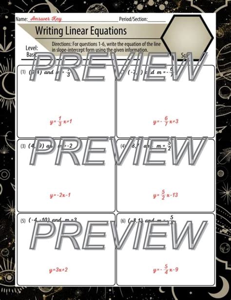 Writing Linear Equations Basic By Astral Educational Resources