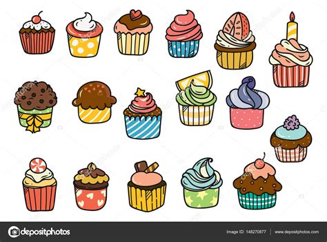 Set Of Cupcake Doodle — Stock Vector © Mhatzapa 148270877