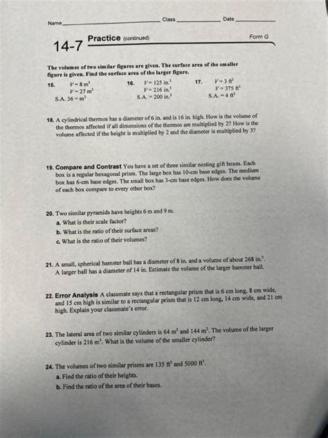 Solved Class Date Name Practice Continued Form G 14 7 The