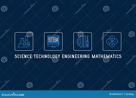Science Technology Engineering Mathematics Horizontal Line Blue Illustration Stem Concept