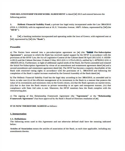Framework Agreement Template 11 Free Pdf Word Format Download