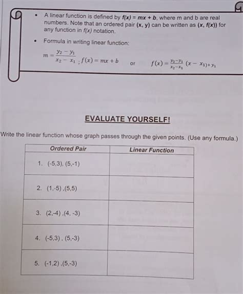 solved a linear function is defined by f x mx b where m and b are