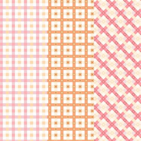 파스텔 깅엄 패턴 컬렉션 무료 벡터