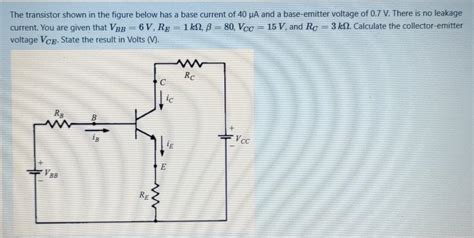 Solved The Transistor Shown In The Figure Below Has A Base Chegg Com