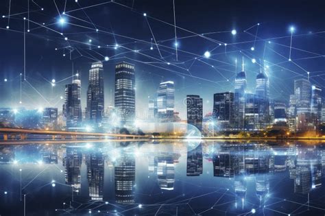 Cityscape With Lines And Dots Urban Landscape Enhanced With Abstract Elements Stock Image