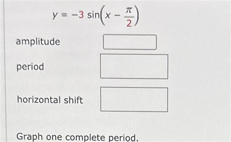 Solved Y 3sin X π2 Amplitudeperiodhorizontal Shiftgraph One