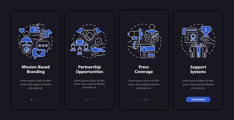 Advantages For Social Entrepreneurship Dark Onboarding Mobile App Page Screen Walkthrough 4