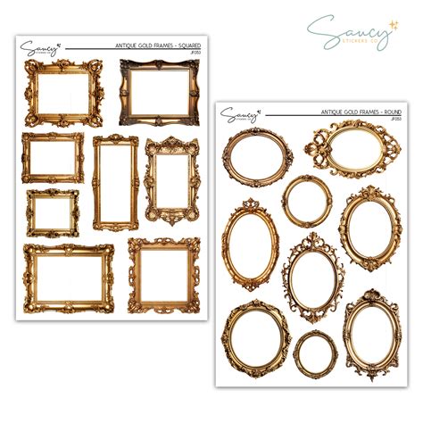 Gold Antique Frames Journaling Stickers Saucy Stickers Co