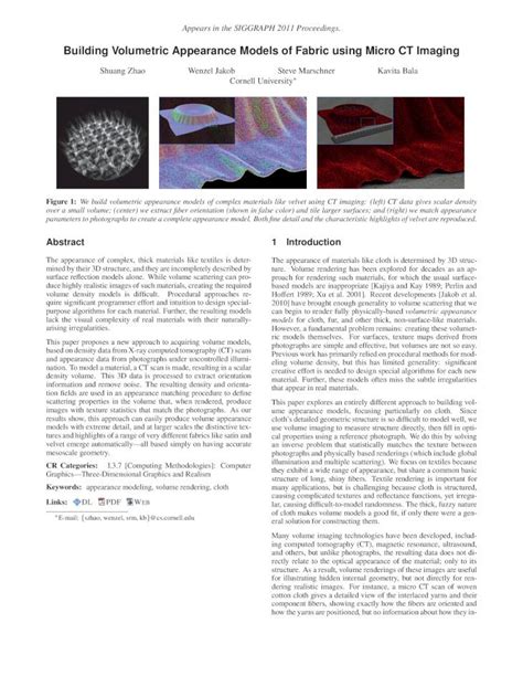 pdf building volumetric appearance models of fabric using · cloth structure the geometry