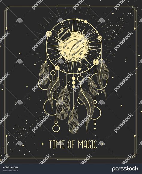 کارت جادوگری جادویی مدرن با رویاگیر تصویر برداری 1687681