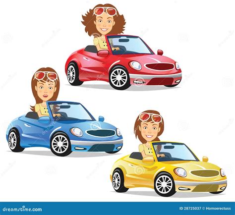 Girl Driving Convertible Stock Illustration Illustration Of Traffic