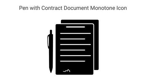 Pen With Contract Document Monotone Icon In Powerpoint Pptx Png And