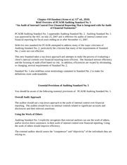 PCAOB Auditing Standard No 5 Summary Chapter 10 Handout Arens Et Al 13th Ed 2010 Brief