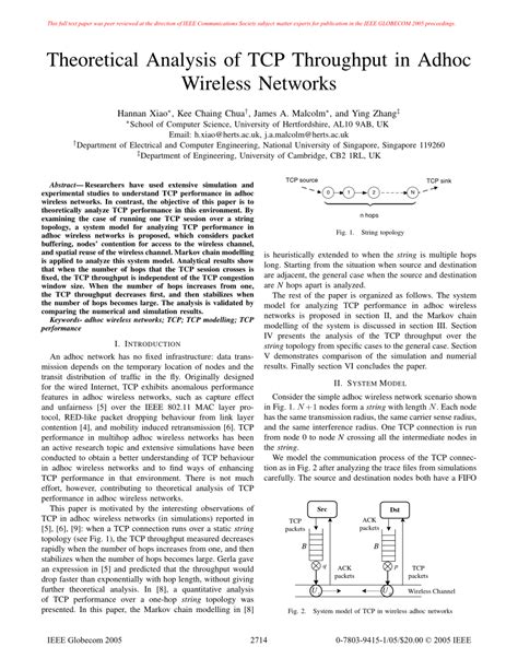 Pdf Theoretical Analysis Of Tcp Throughput In Adhoc Wireless Networks