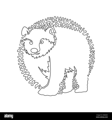 Single Curly One Line Drawing Of A Powerful Walking Bear Continuous Line Drawing Graphic Design
