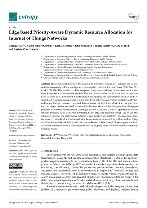 Pdf Edge Based Priority Aware Dynamic Resource Allocation For Internet Of Things Networks