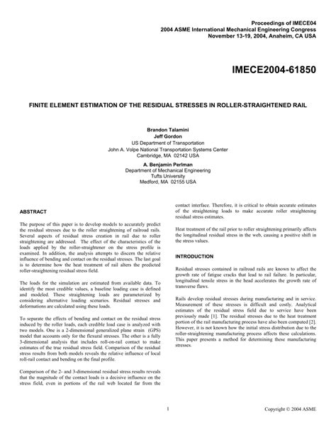 Pdf Finite Element Estimation Of The Residual Stresses In Roller