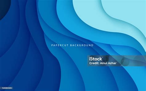 다중 레이어 블루 컬러 텍스처 3d 페이퍼 컷 레이어는 그라디언트 벡터 배너에 있습니다 추상 종이 컷 아트 배경 디자인 웹 사이트 템플릿 지형지도 개념 또는 부드러운 종이