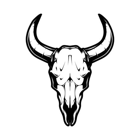 Cráneo De Toro Con Cuernos En Blanco Y Negro 5271839 Vector En Vecteezy
