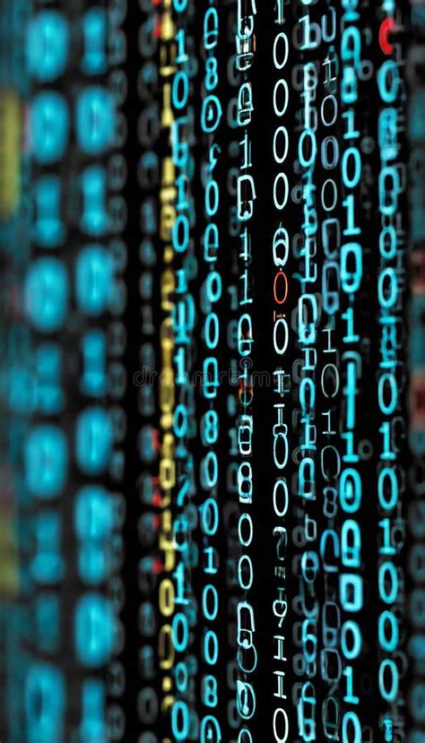 Abstract Technology Background With Blue Binary Code Digital Data Flow