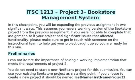 [solved] Itsc 1213 Project 3 Bookstore Management System In This