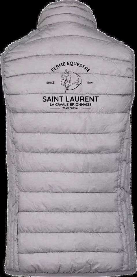 Doudoune Sans Manches Femme Brodée Gris Chiné Ferme Equestre Saint