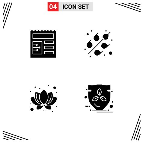 4 User Interface Solid Glyph Pack Of Modern Signs And Symbols Of Document Eco Cereal Lotus