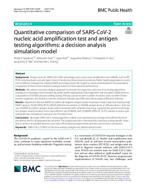 Pdf Quantitative Comparison Of Sars Cov 2 Nucleic Acid Amplification Test And Antigen Testing