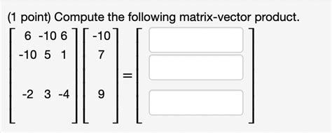 solved 1 point compute the following matrix vector