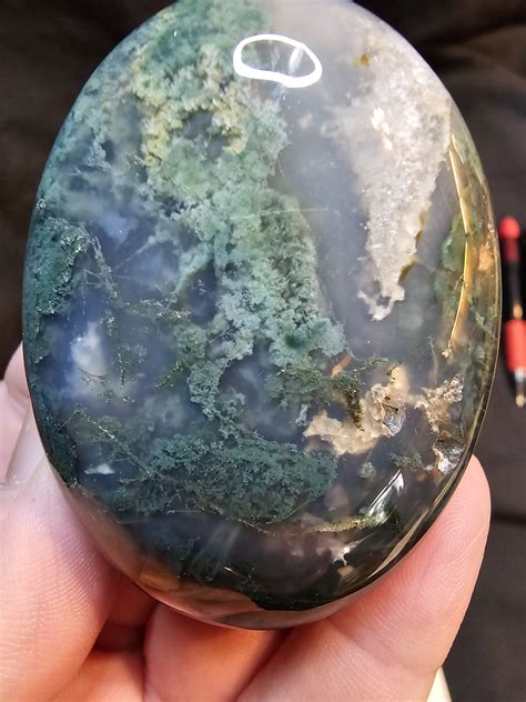 Incredible Details And Color In This Classic Moss Agate Palm Amethyst