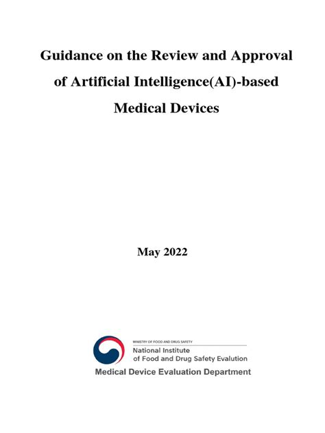 Guidance On The Review And Approval Of Artificial Intelligence Ai Based Medical Devices Pdf