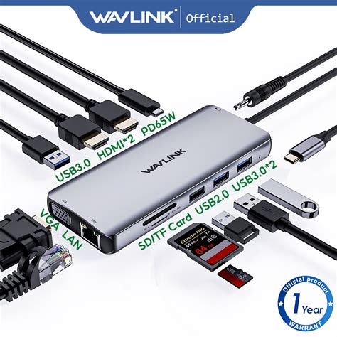 Wavelink USB C In Hub Triple Display Type C Adapter W K HDMI And K Vga W Pd