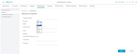 configurar o repositório no cisco ise v3 2 na gui cisco community
