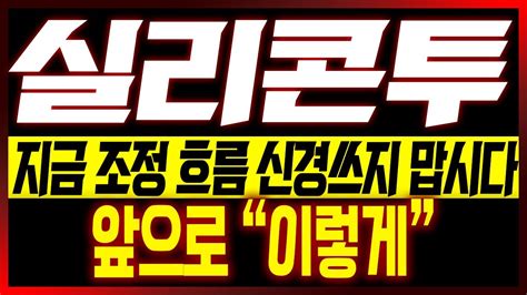 실리콘투 주가전망 지금 조정 흐름 신경쓰지 맙시다 앞으로 이렇게 Youtube