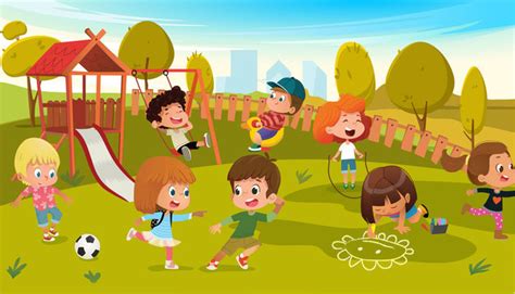 Cartoon Girl Playing Outside